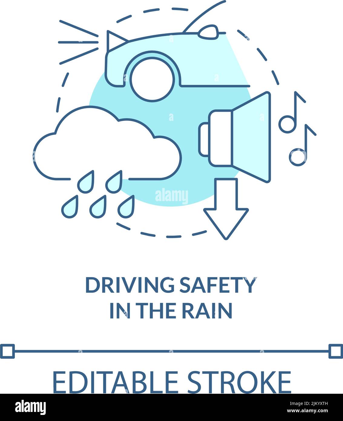 Driving safety in rain turquoise concept icon Stock Vector Image & Art ...