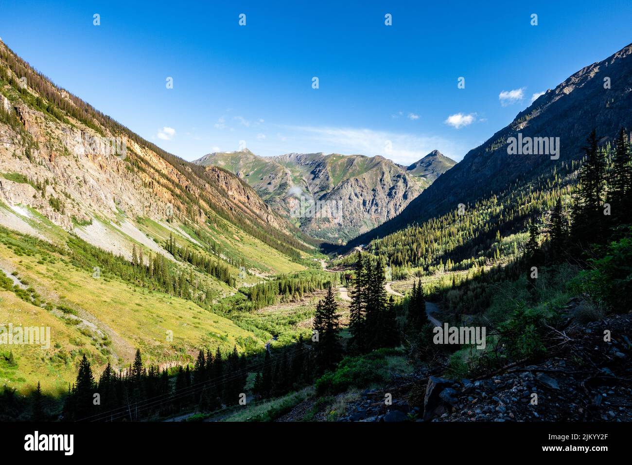 A scenic view of the San Juan Mountains in cloudy sky background in ...