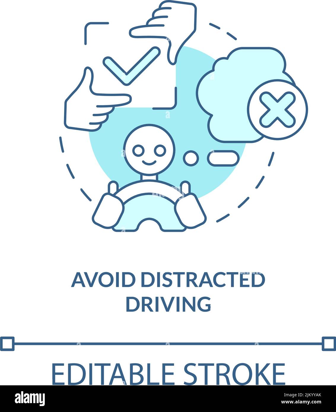 Avoid distracted driving turquoise concept icon Stock Vector Image ...