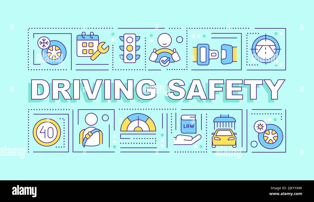 Driving safety word concepts turquoise banner Stock Vector Image & Art ...
