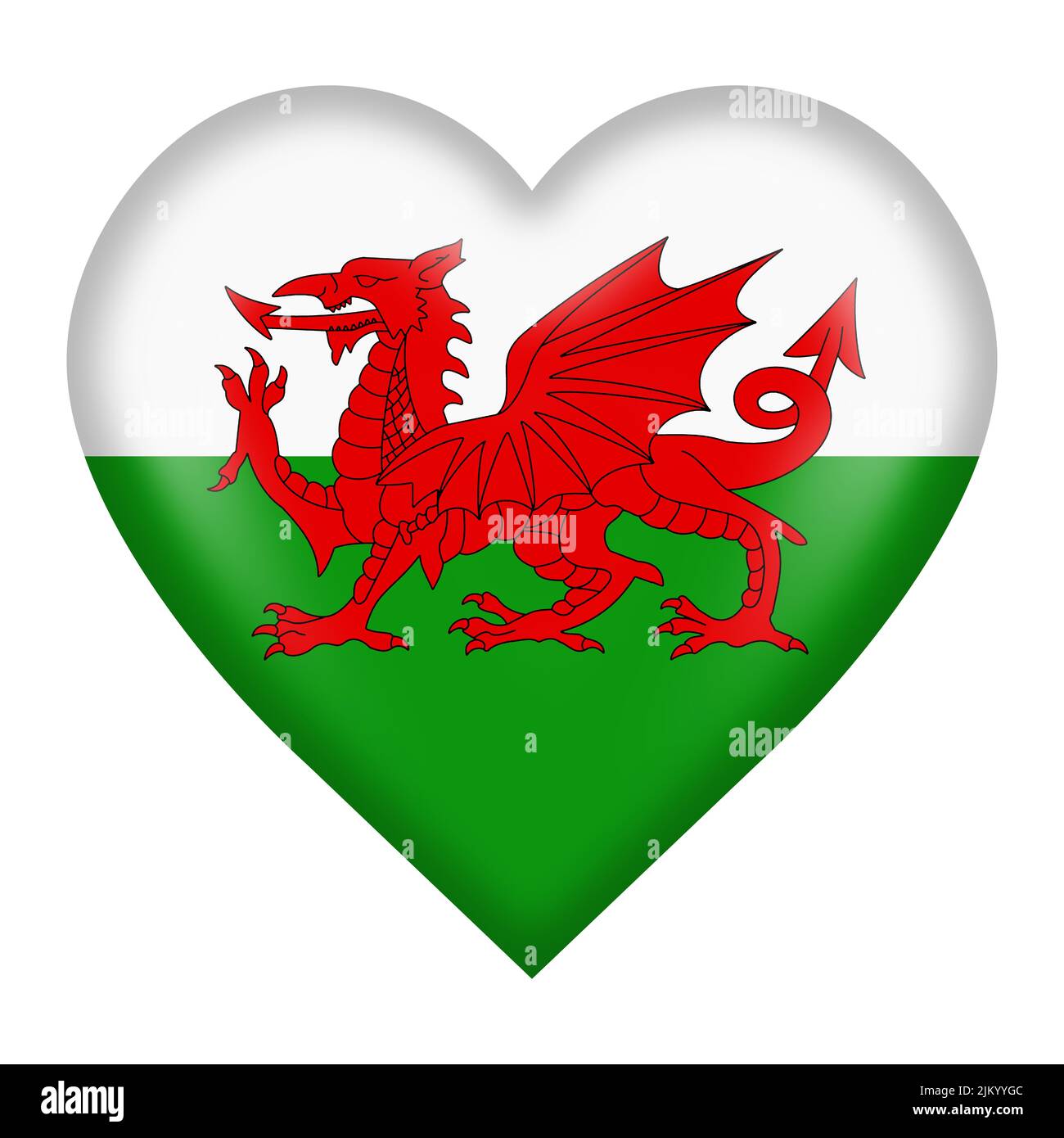 Wales flag heart button 3d illustration isolated on white with clipping ...
