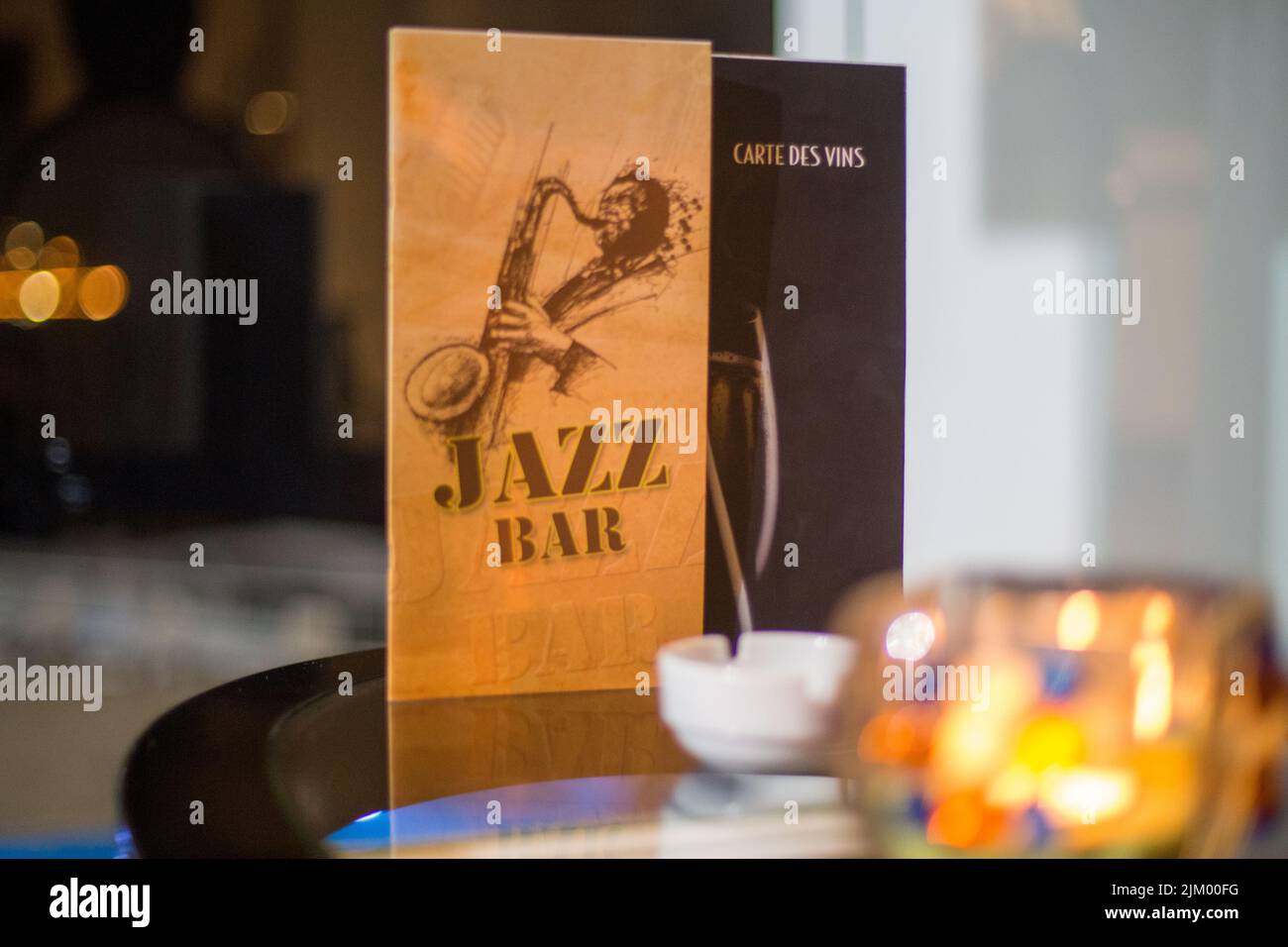 Jazz bar banner on the table Stock Photo - Alamy