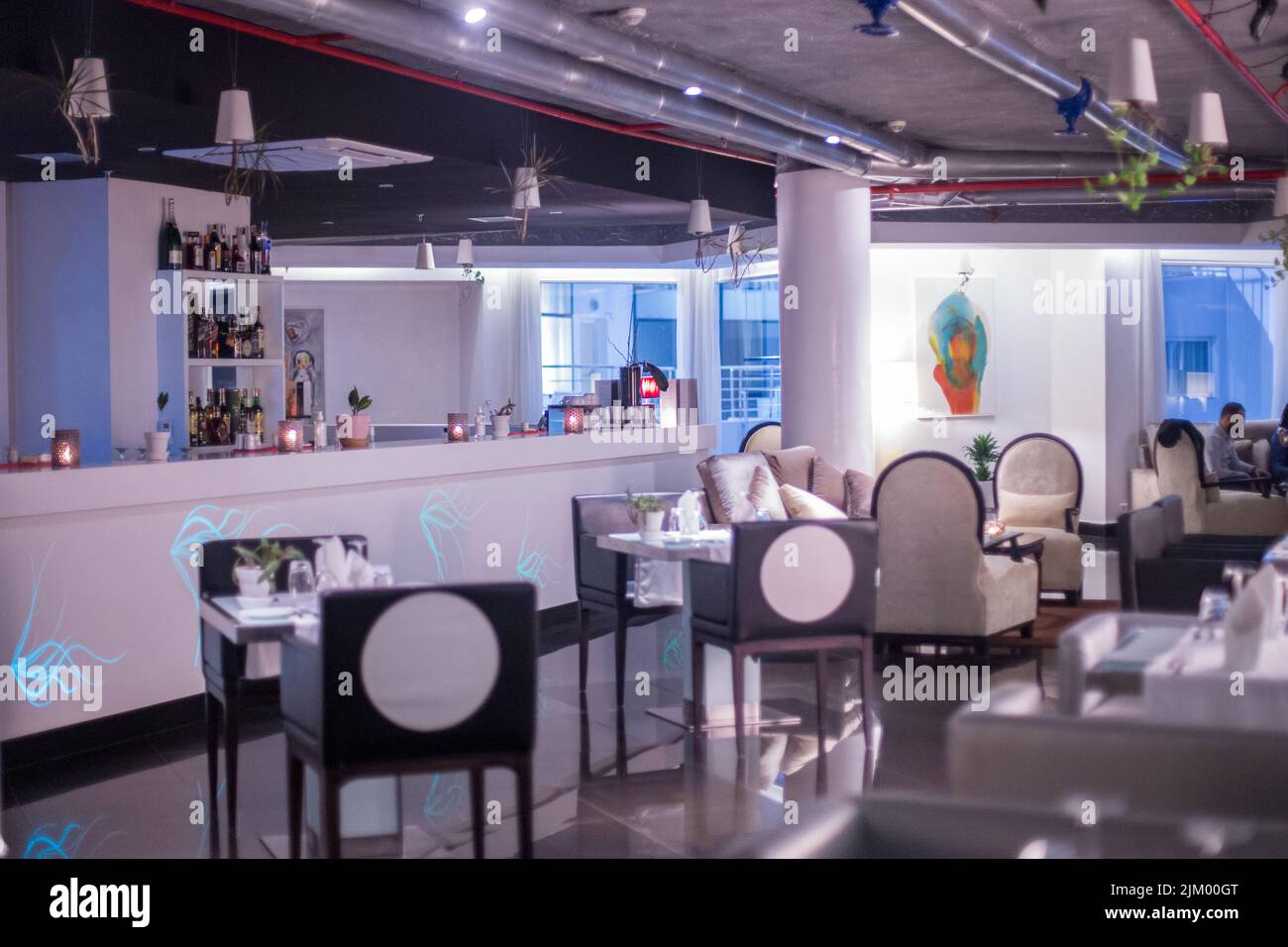 Modern interior of a hotel restaurant Stock Photo - Alamy