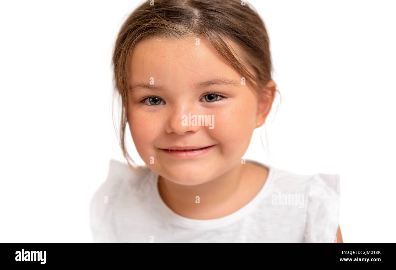 Child girl portrait isolated on white background Stock Photo - Alamy