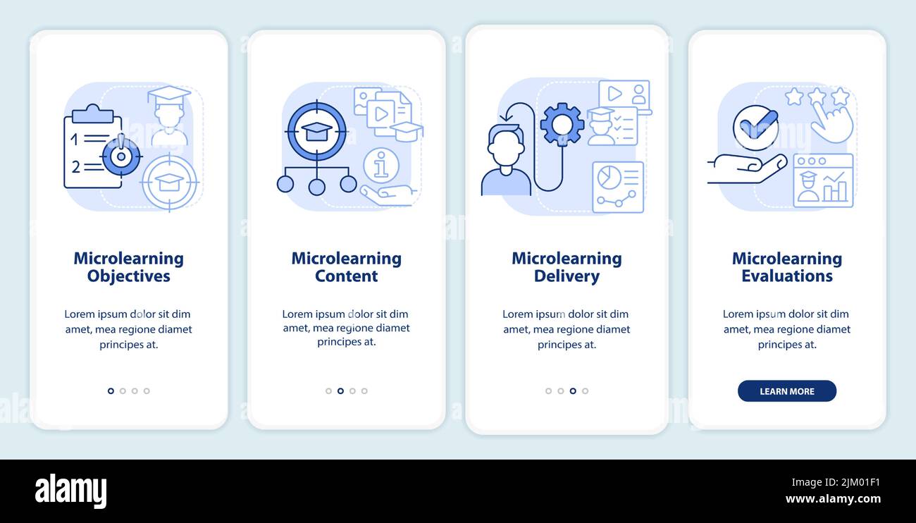 Microlearning Components Light Blue Onboarding Mobile App Screen Stock