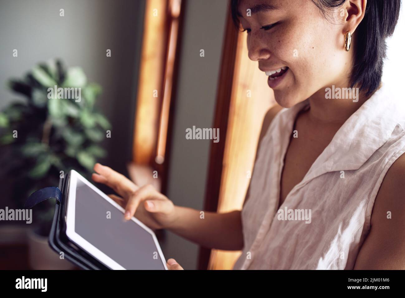 My social media feed is so exciting today. a young woman scrolling on ...