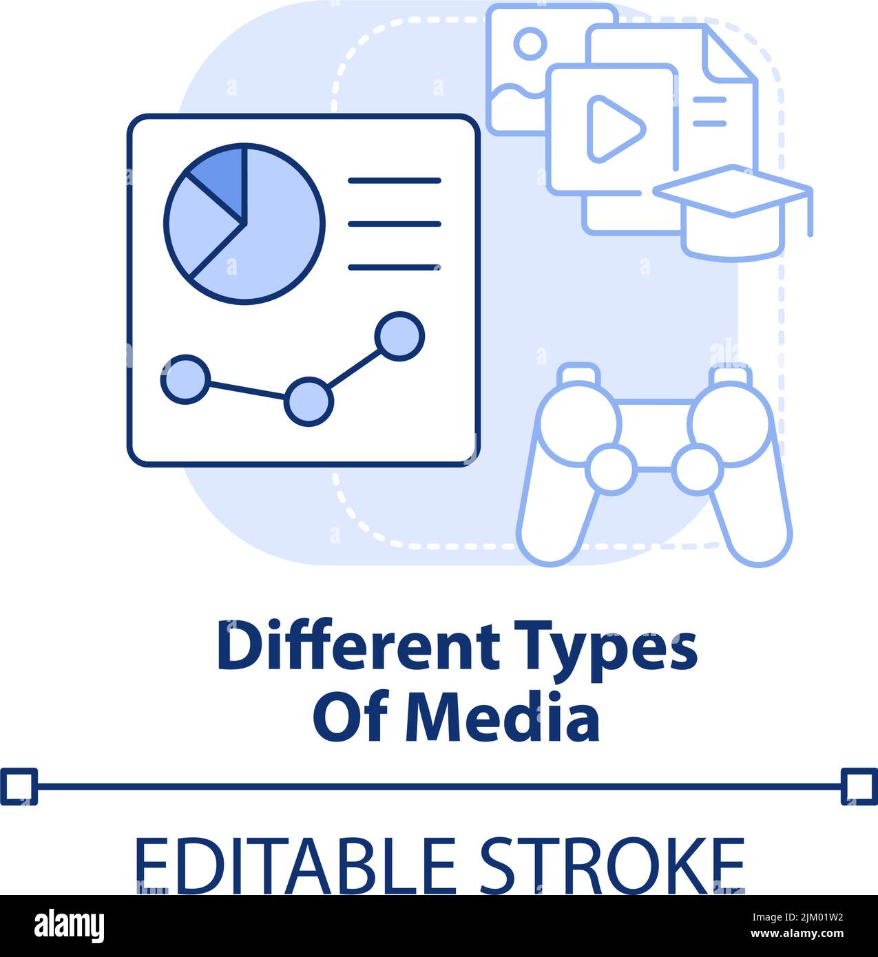 Different types of media light blue concept icon Stock Vector Image & Art - Alamy