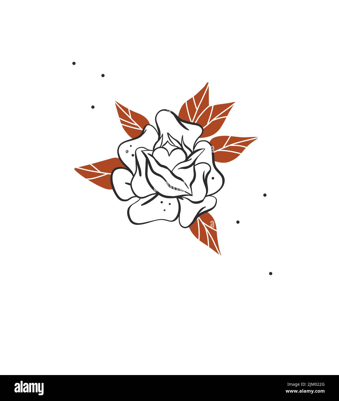 Hand drawn abstract vector graphic clipart illustration boho rose ...