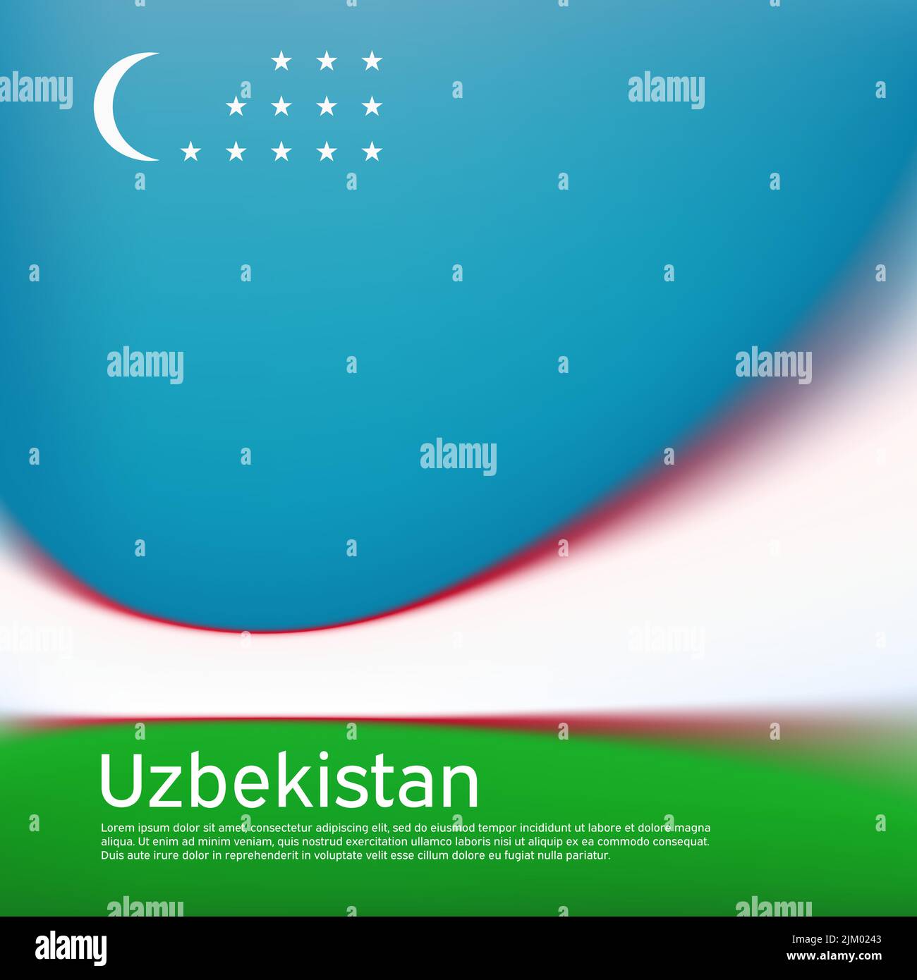 Uzbekistan flag background. Blurred pattern in the colors of the uzbek ...