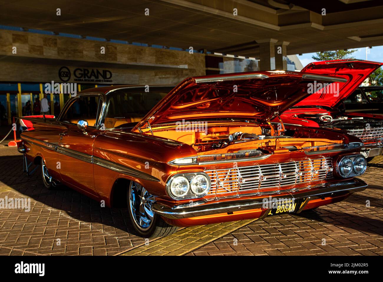 Classic car on display. Vehicles and car enthusiasts gather for the ...