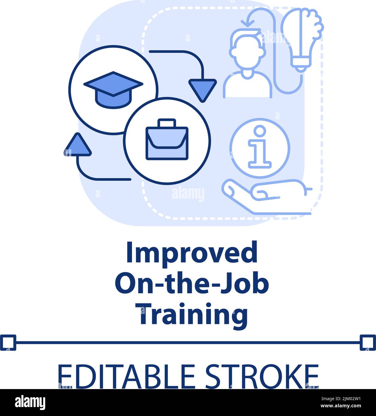 Improved on-the-job training light blue concept icon Stock Vector Image ...