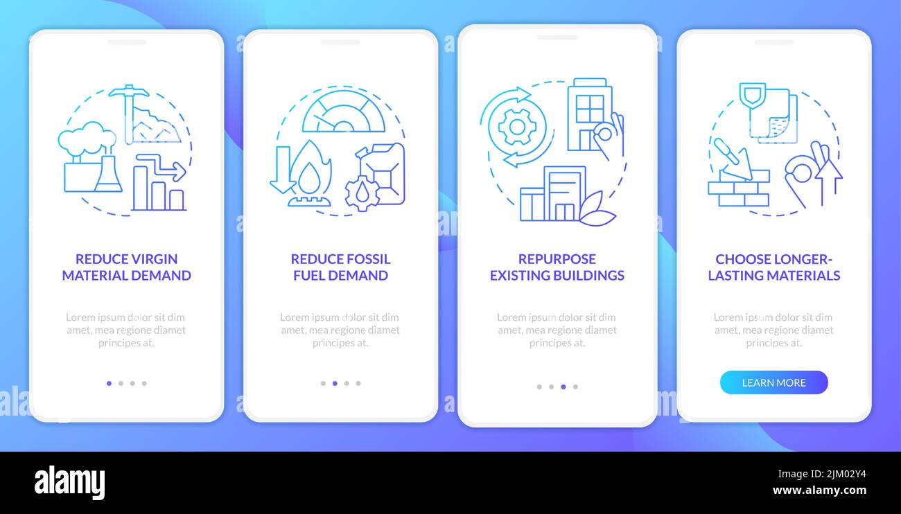 Net Zero Strategies Blue Gradient Onboarding Mobile App Screen Stock