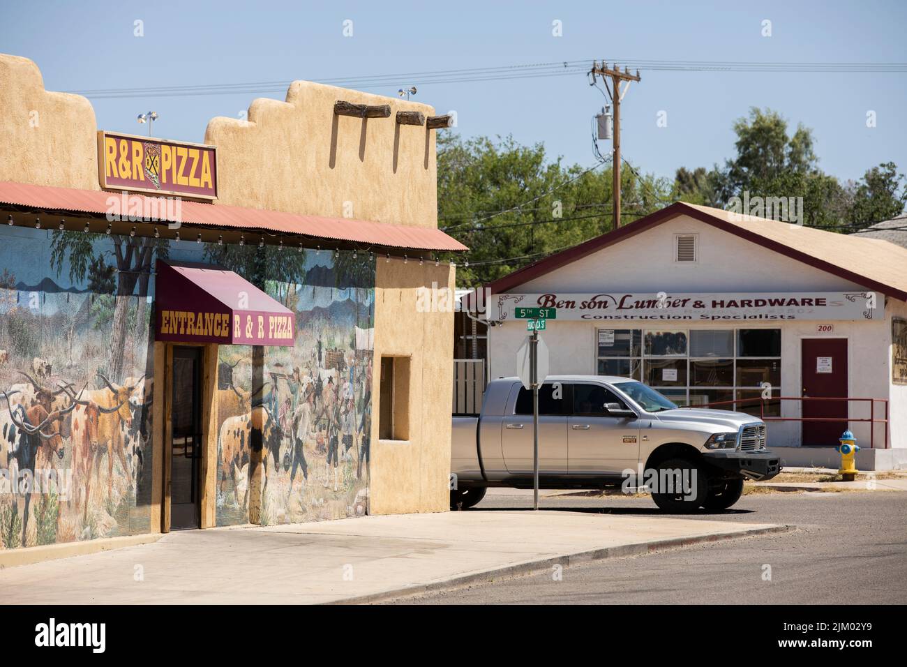 Benson, Arizona, USA - May 31, 2022: Afternoon light shines on historic ...