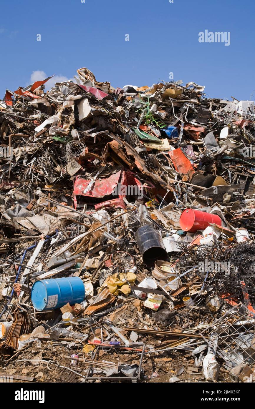 Pile of discarded household and industrial objects and items at scrap ...