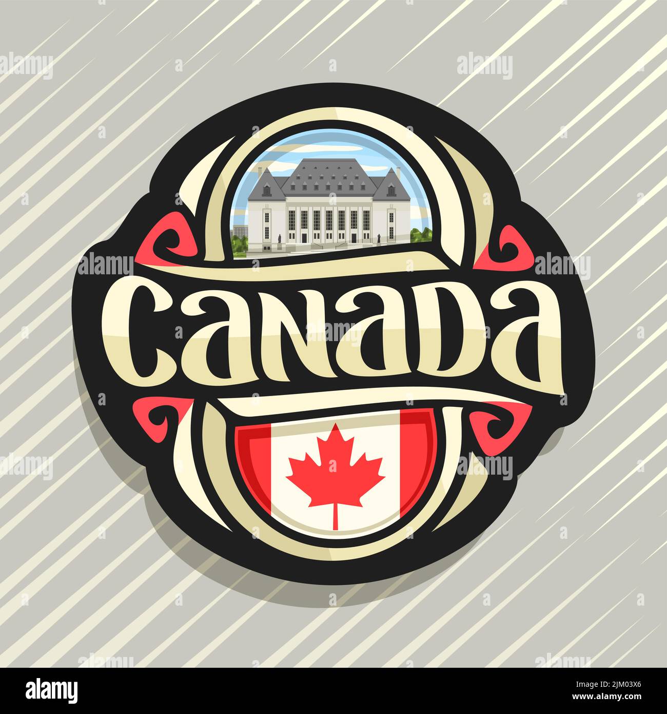 Vector logo for Canada country, fridge magnet with canadian state flag ...