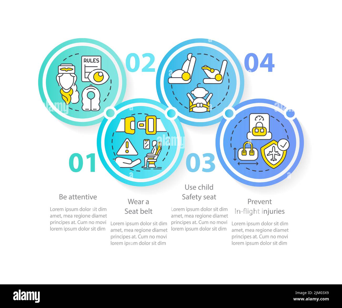 Airplane passenger safety circle infographic template Stock Vector ...