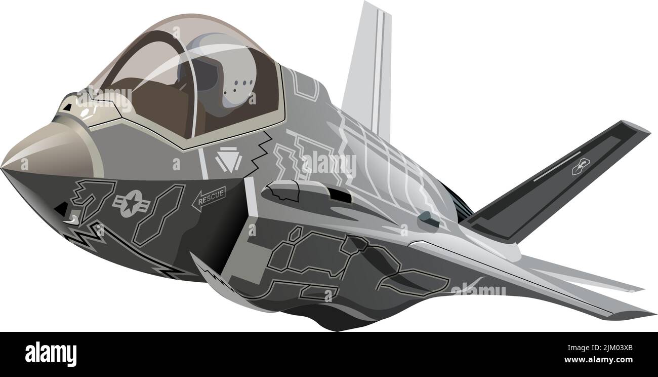 Vector Cartoon Military Stealth Jet Fighter Plane. Available EPS-10 ...