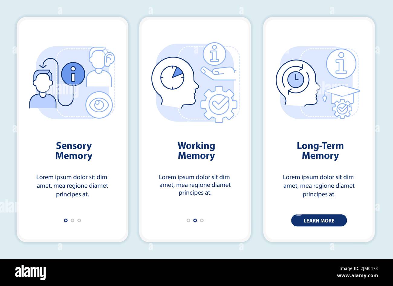 Microlearning Process Light Blue Onboarding Mobile App Screen Stock