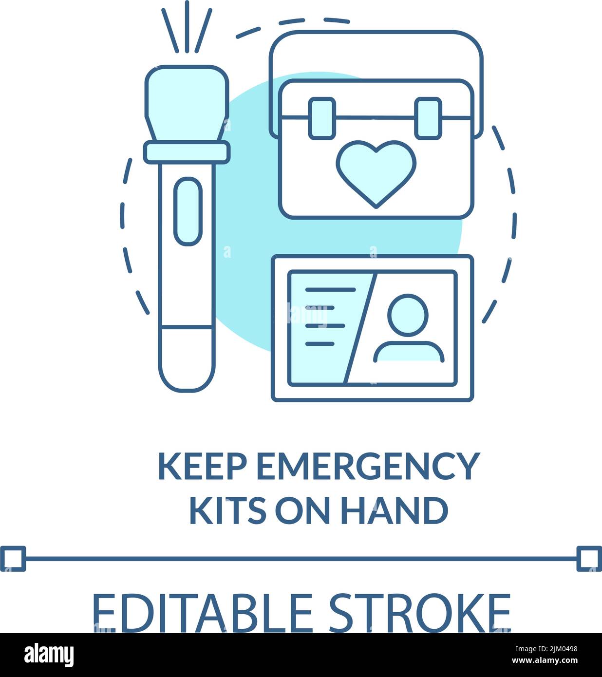 Keep emergency kits on hand turquoise concept icon Stock Vector Image & Art - Alamy