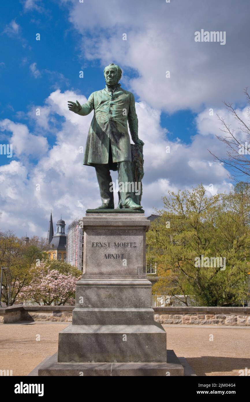 Bronze statue, memorial of Ernst Moritz Arndt, in Bonn, German writer ...