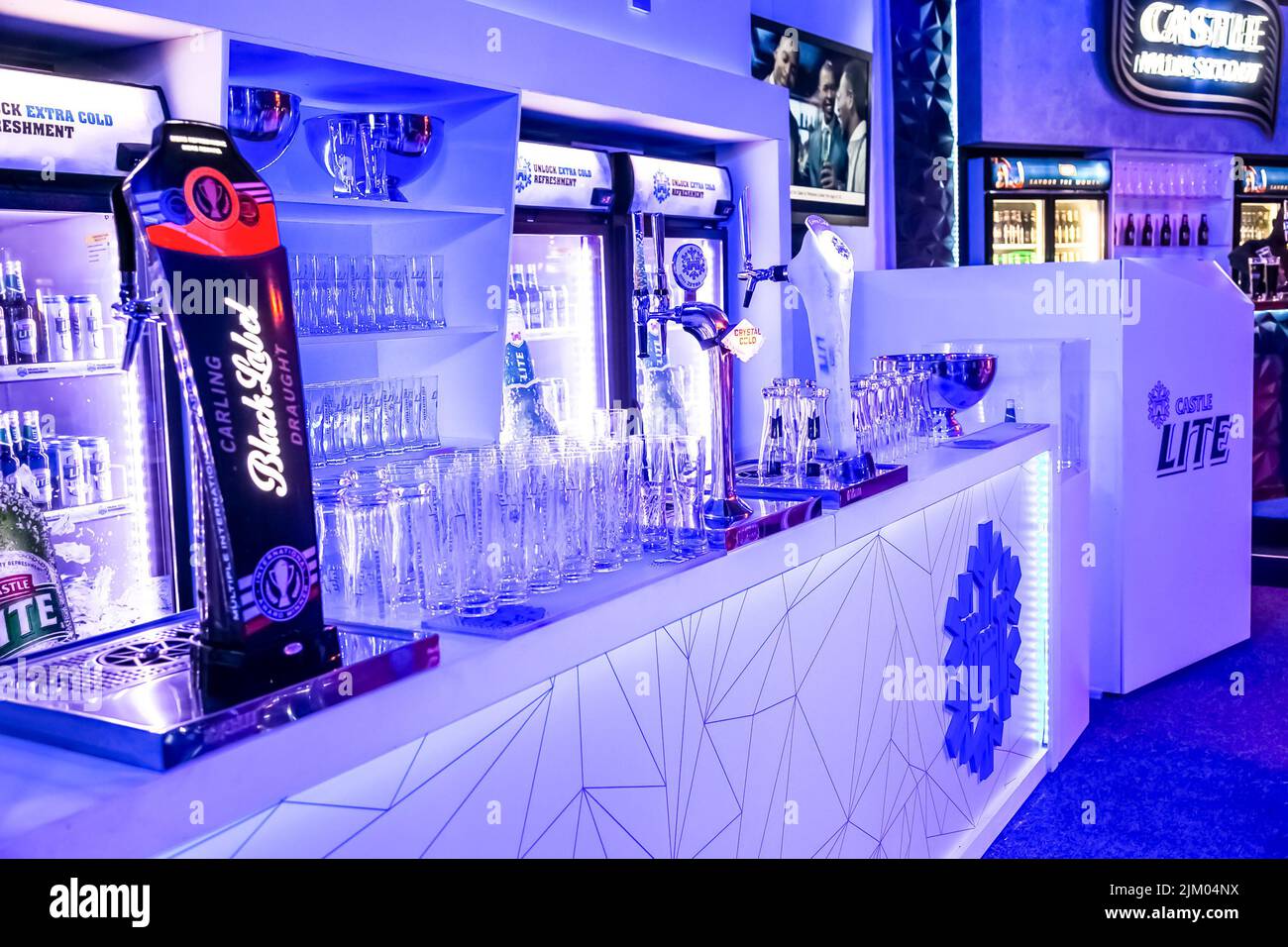 The interior of an alcohol bar indoor in Cap Town, South Africa Stock ...