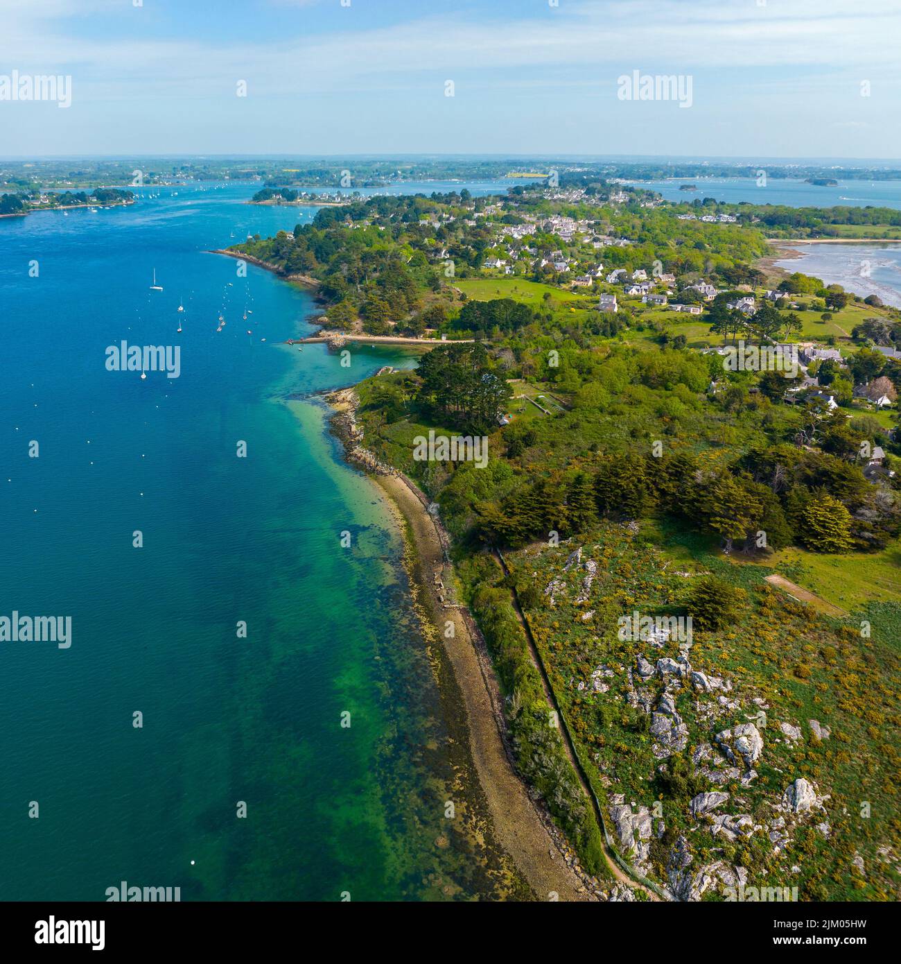 An aerial view of beautiful nature of Morbihan, Bretagne, France Stock ...