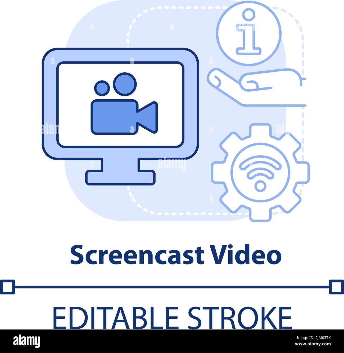 Screencast video light blue concept icon Stock Vector Image & Art - Alamy