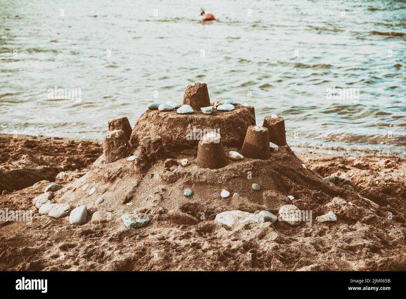 A rather fine sand castle on Shaldon beach in Devon. APril 2018 Stock ...