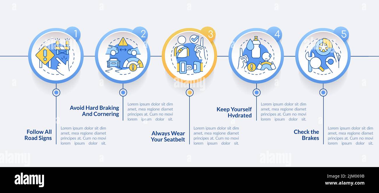 Driving safety for commercial drivers circle infographic template Stock ...