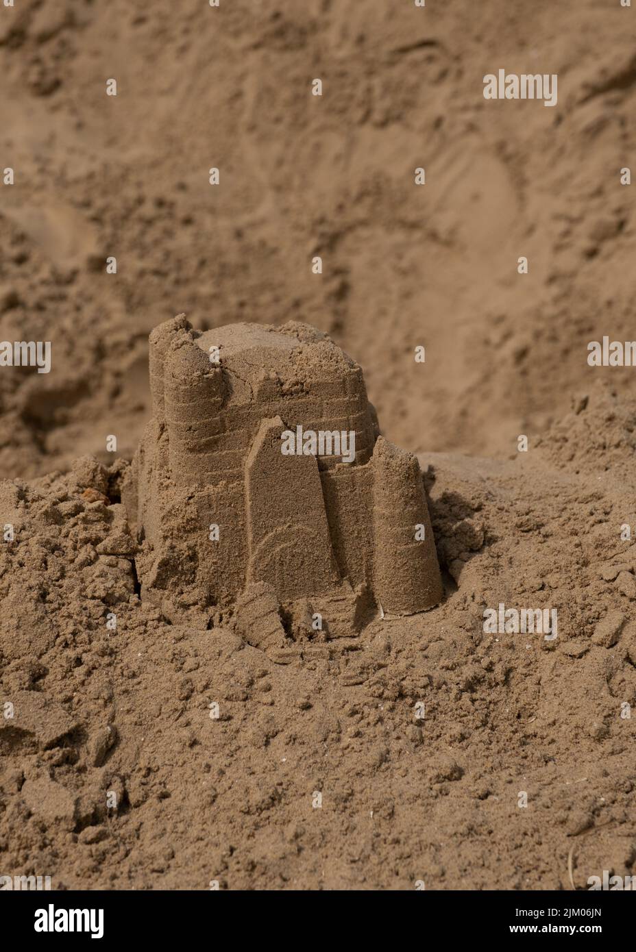 Incomplete child's sand castle in the beach at Hunstanton Stock Photo ...