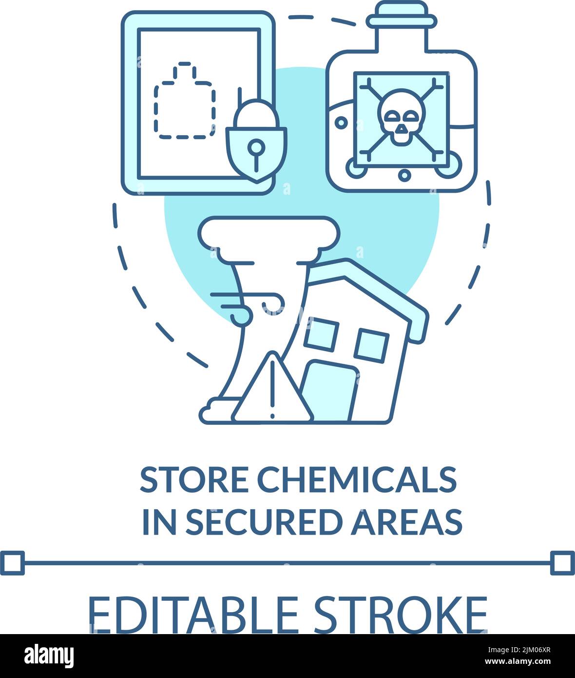 Store chemicals in secured areas turquoise concept icon Stock Vector ...