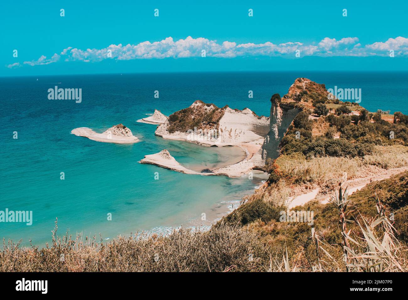 A east side of Corfu island in Greece with a beautiful view from cliffs ...