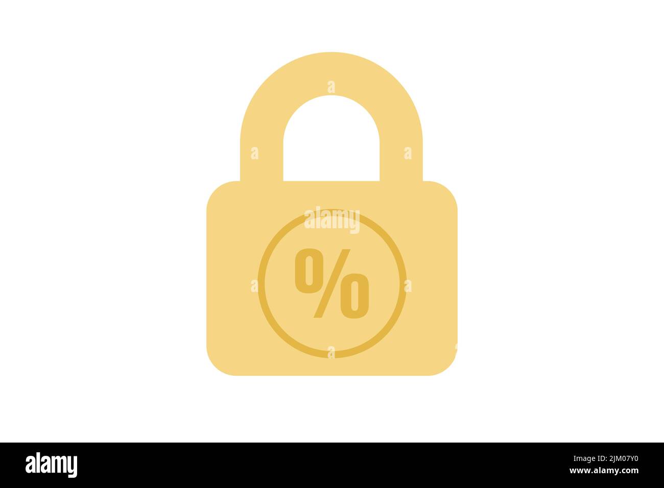The digital icon of a lock with a percentage sign isolated on white ...