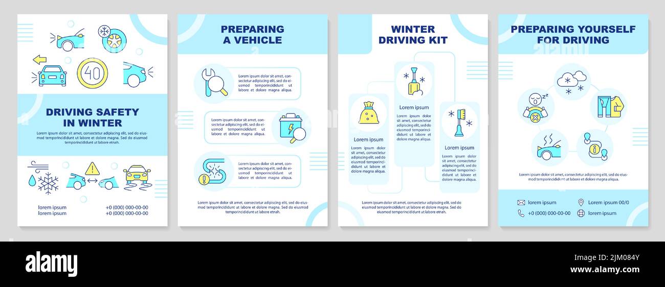 Wintertime driving safety rules brochure template Stock Vector Image ...