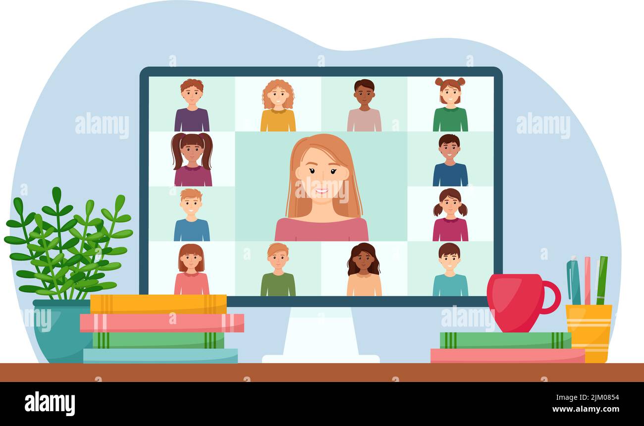 E-learning online education concept. Chat online. Study at home, vector ...