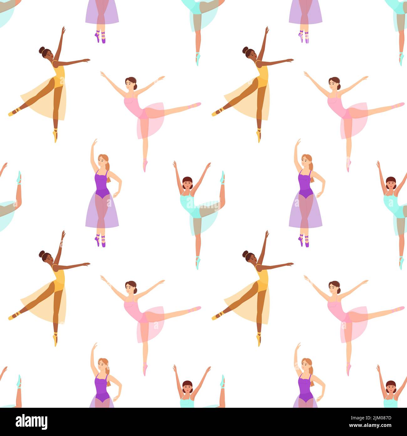 Seamless pattern with beautiful dancing ballerinas, vector illustration ...