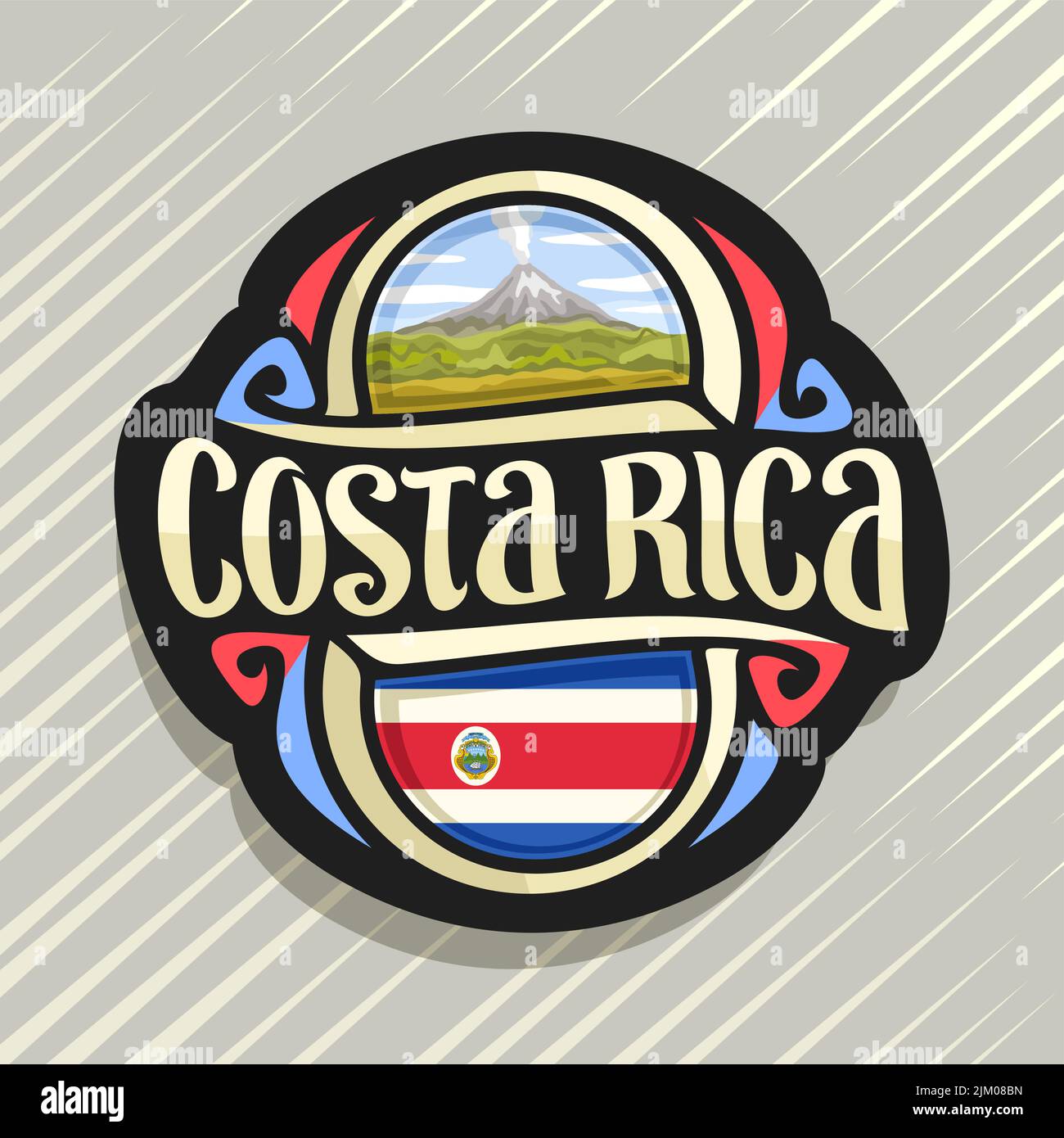 Vector logo for Costa Rica country, fridge magnet with state flag ...
