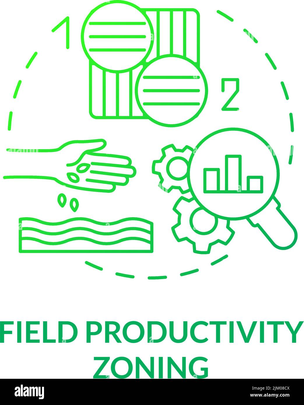 Field productivity zoning green gradient concept icon Stock Vector ...