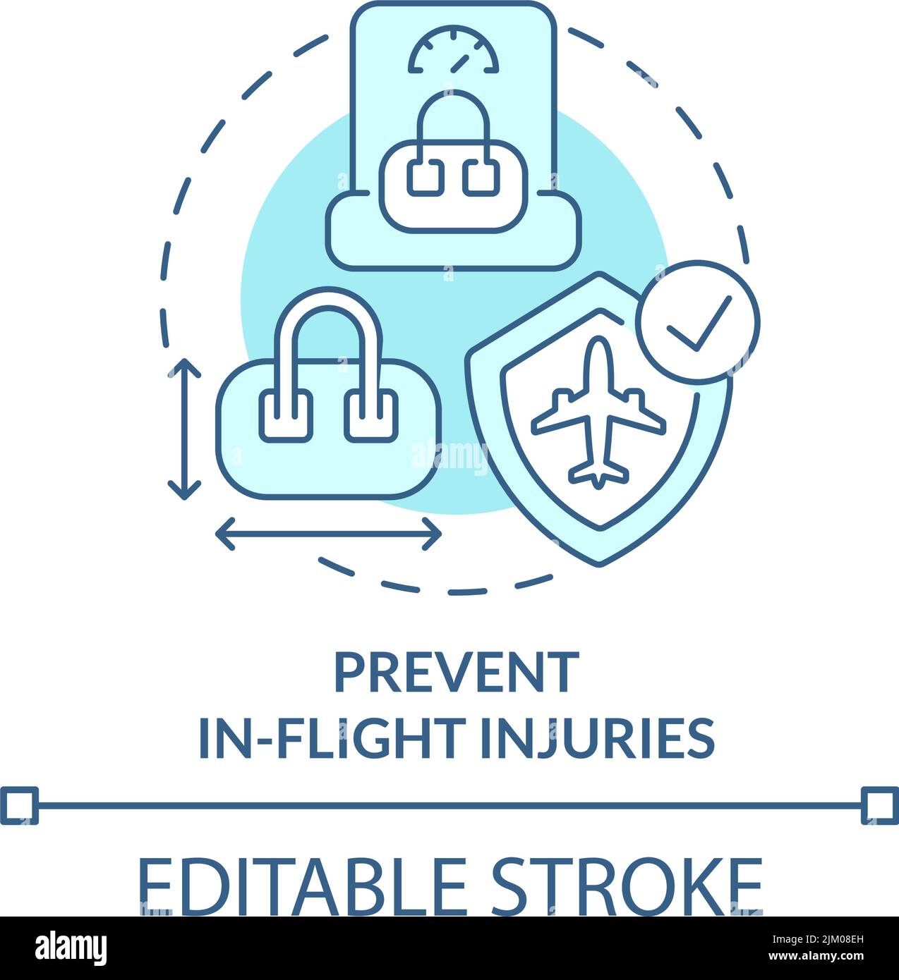 Prevent in-flight injuries turquoise concept icon Stock Vector Image ...