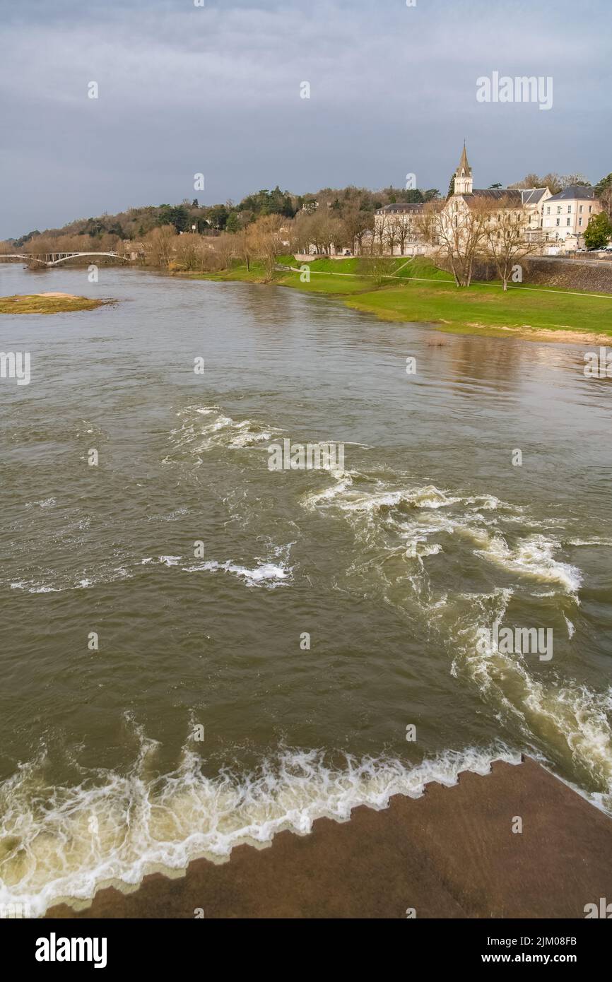 Tours, beautiful french city, panorama with the river Loire Stock Photo ...