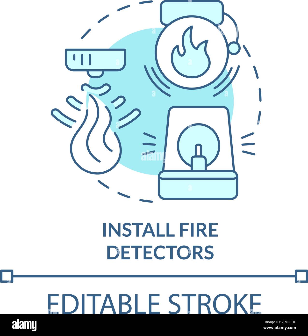 Install fire detectors turquoise concept icon Stock Vector Image & Art ...