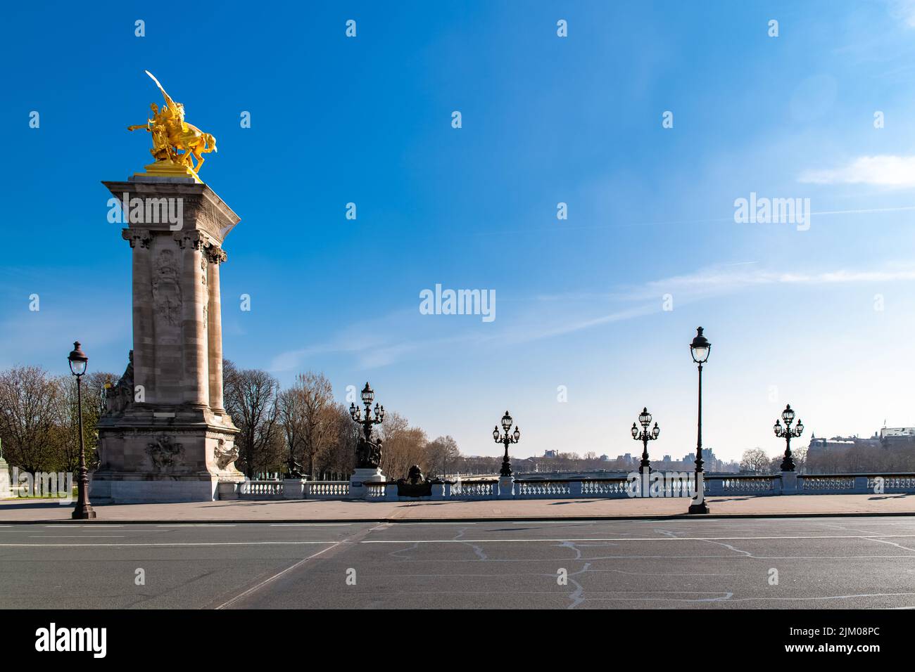 Paris, the Alexandre III bridge on the Seine, with the Eiffel Tower in ...