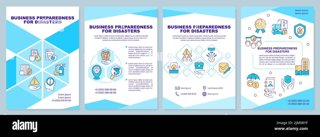 Business preparedness for disaster cyan brochure template Stock Vector ...