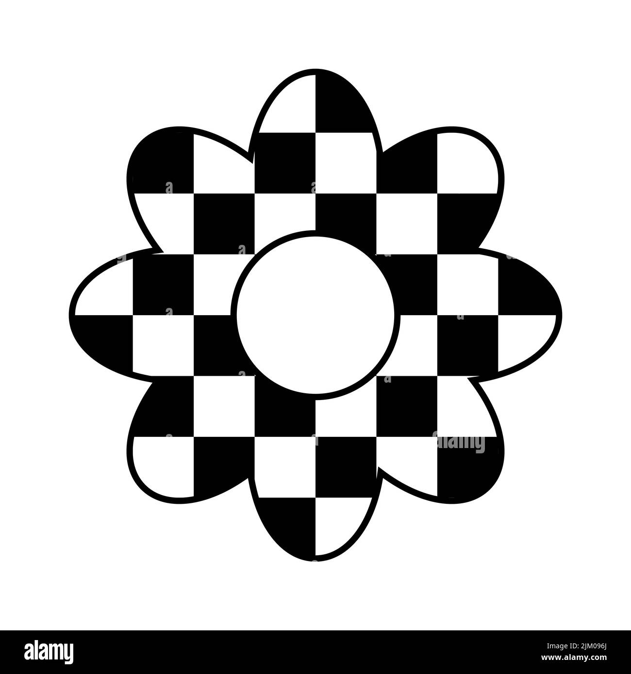 Vector flat flower with chess board checkered texture isolated on white ...