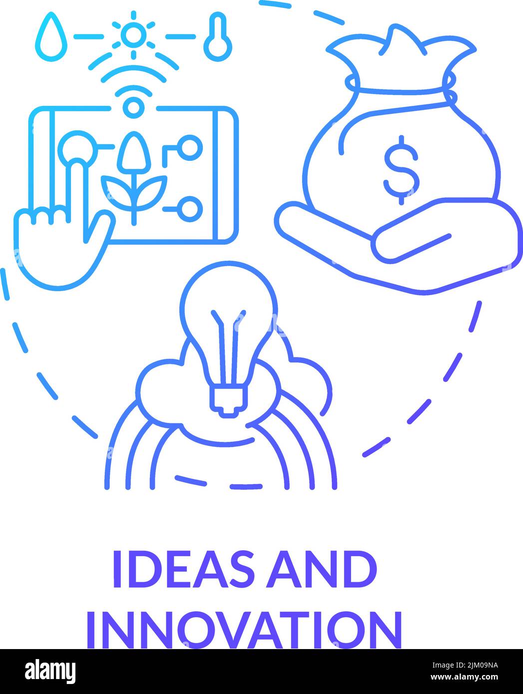 Ideas and innovation blue gradient concept icon Stock Vector Image ...