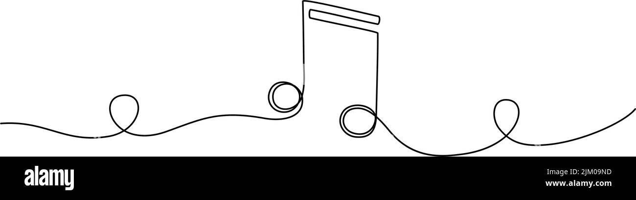 Music note in one continuous line drawing, vector illustration Stock ...