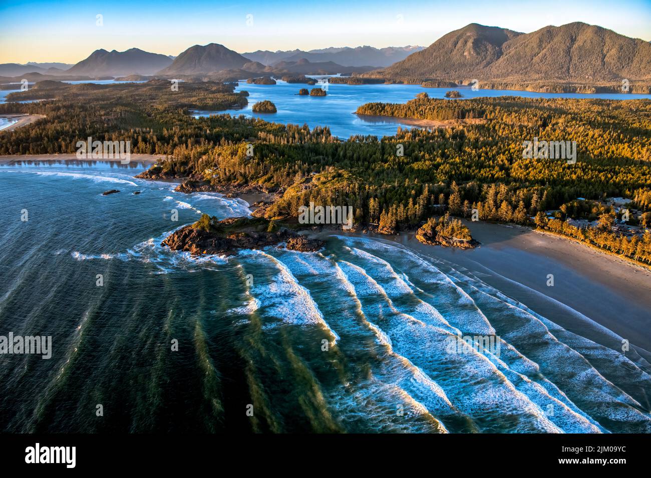 Aerial of Cox Bay, Tofino, Vancouver Island, BC Canada Stock Photo - Alamy