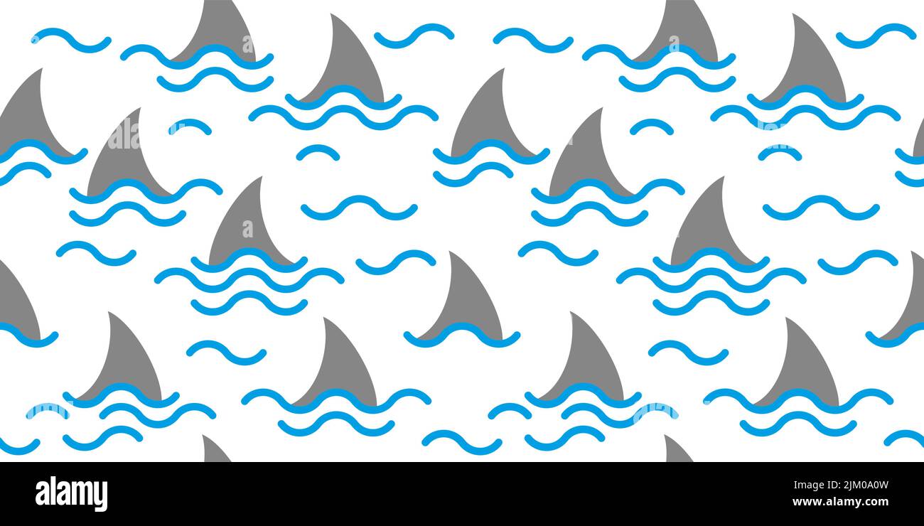 Seamless vector pattern of shark fins on a white background. Shark ...