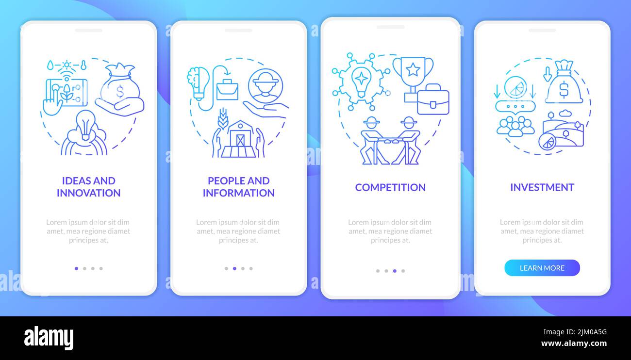 Wider farming business environment blue gradient onboarding mobile app ...