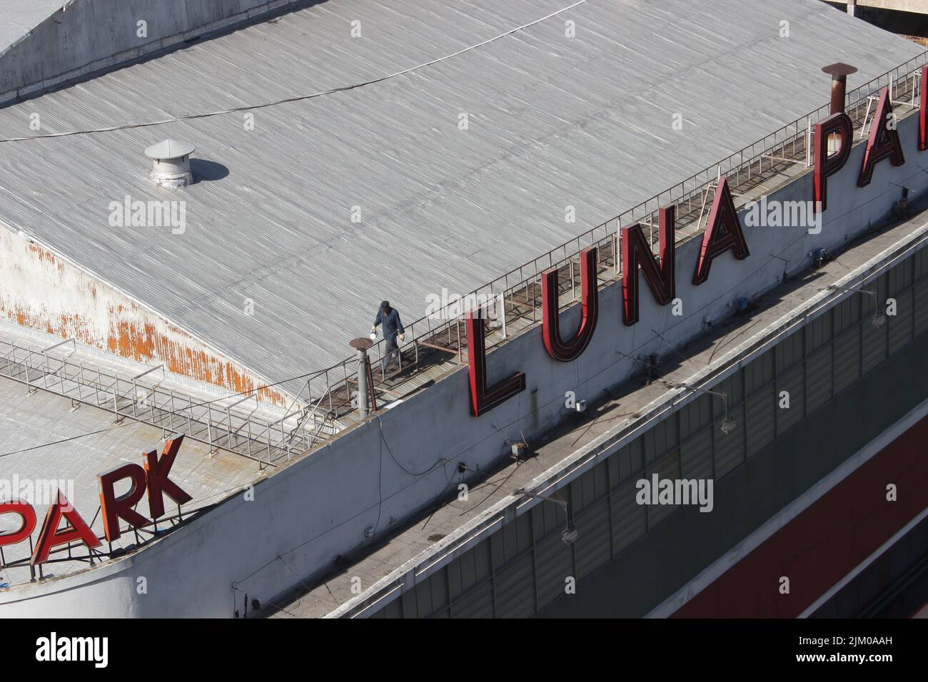 An aerial view of a building with the text luna park on it Stock Photo ...